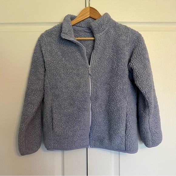Uniqlo | Shirts & Tops | Uniqlo Cozy Light Blue Fleece Jacket Size 214 ...